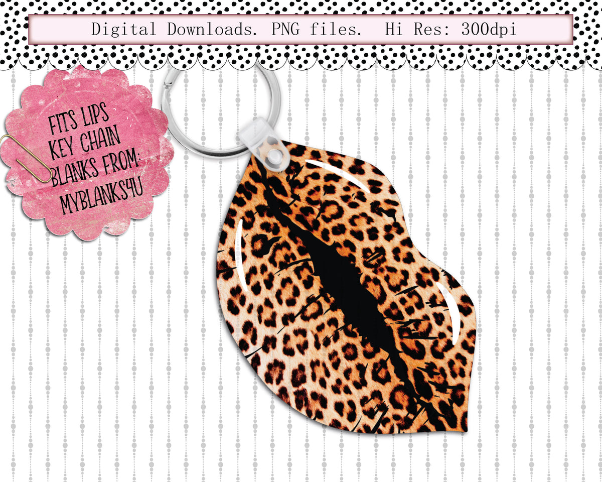 leopard lips key chain PNG download – Crimson & Coral Design Co.