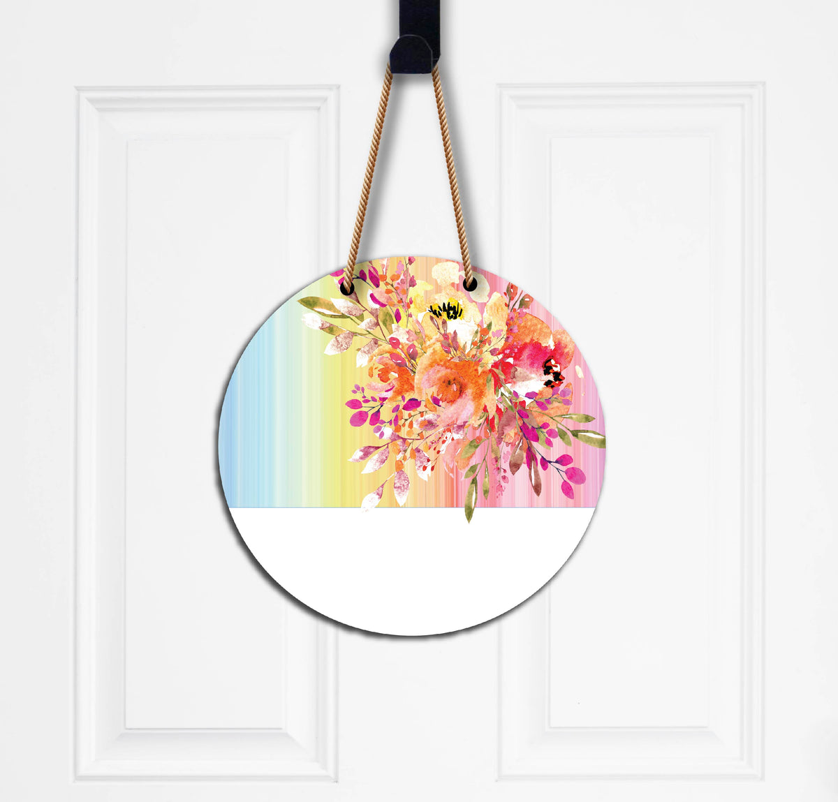 Summer floral customizable PNG for round door hanger – Crimson & Coral ...