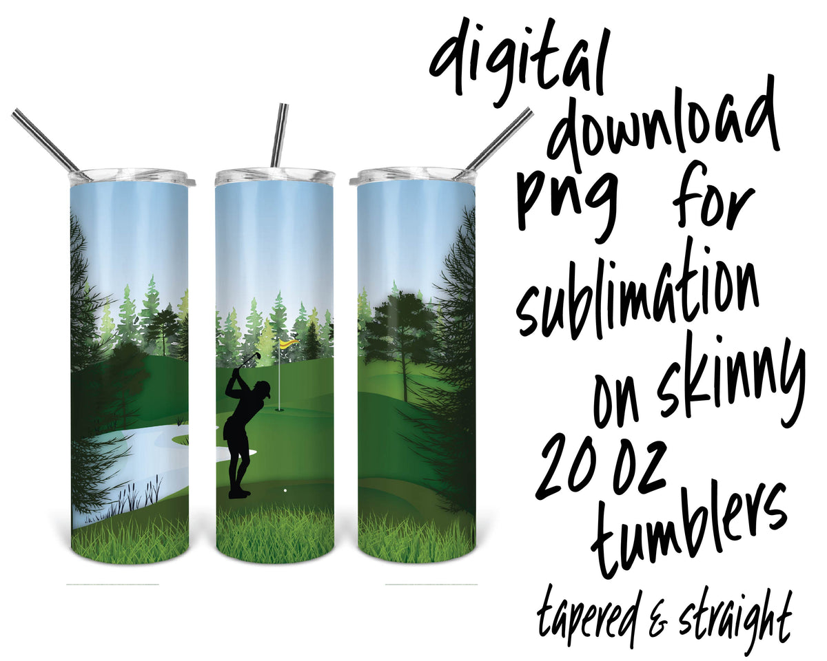lady golf sublimation PNG for skinny tumbler – Crimson & Coral Design Co.