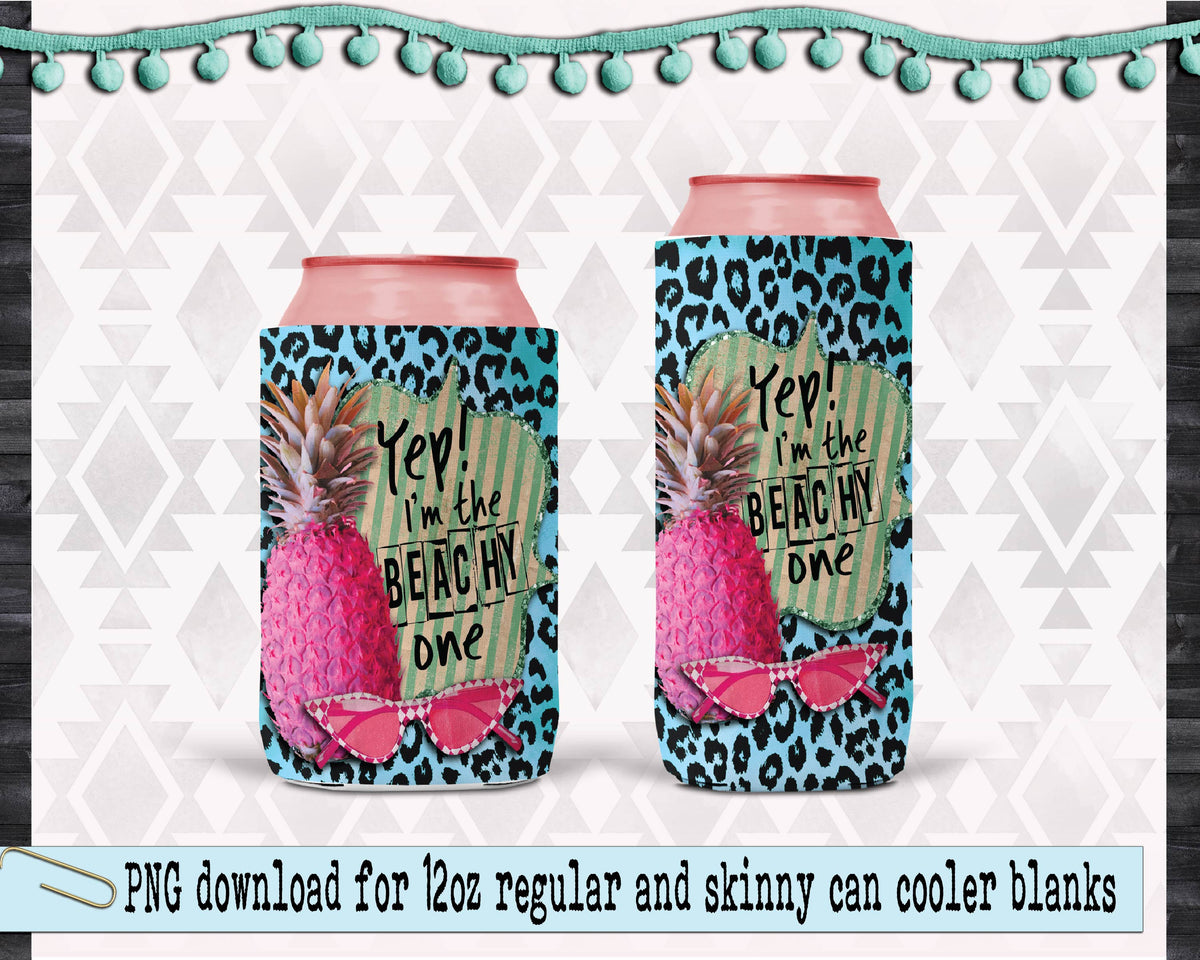 Beachy digital download PNG for can coolers – Crimson & Coral Design Co.