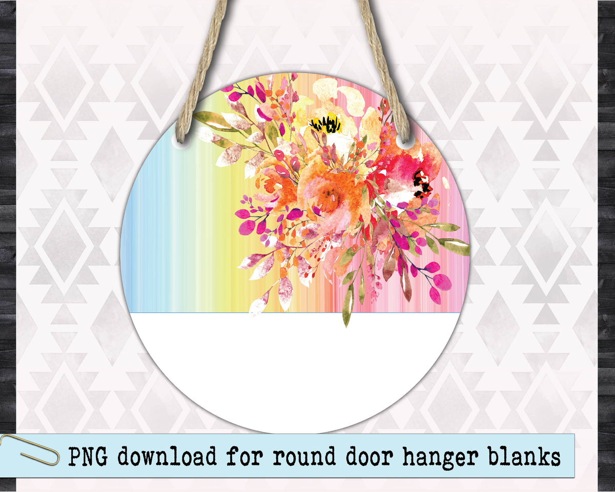 Summer floral customizable PNG for round door hanger – Crimson & Coral ...