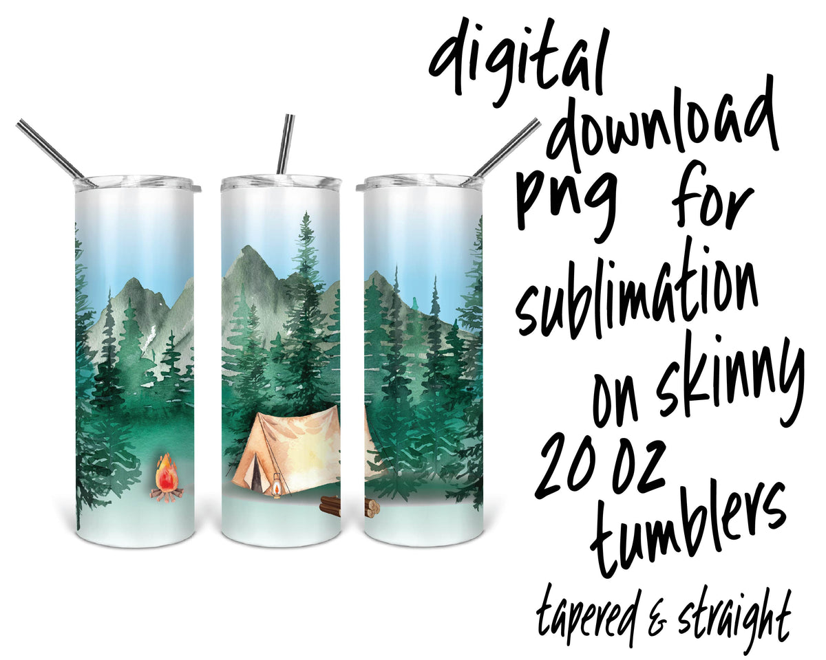 Camping sublimation design PNG for skinny tumbler – Crimson & Coral ...